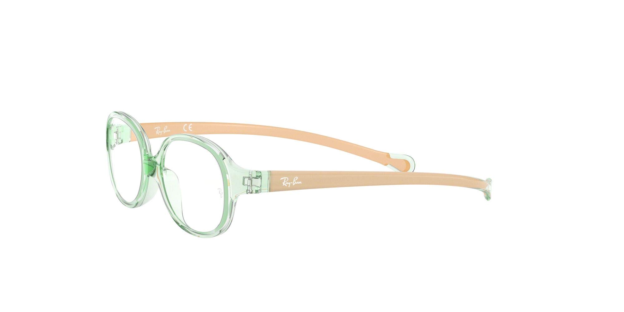 Ray-Ban Junior Kids' Ry1587 Oval Prescription Eyeglass Frames, Transparent Light Green/Demo Lens, 41 mm