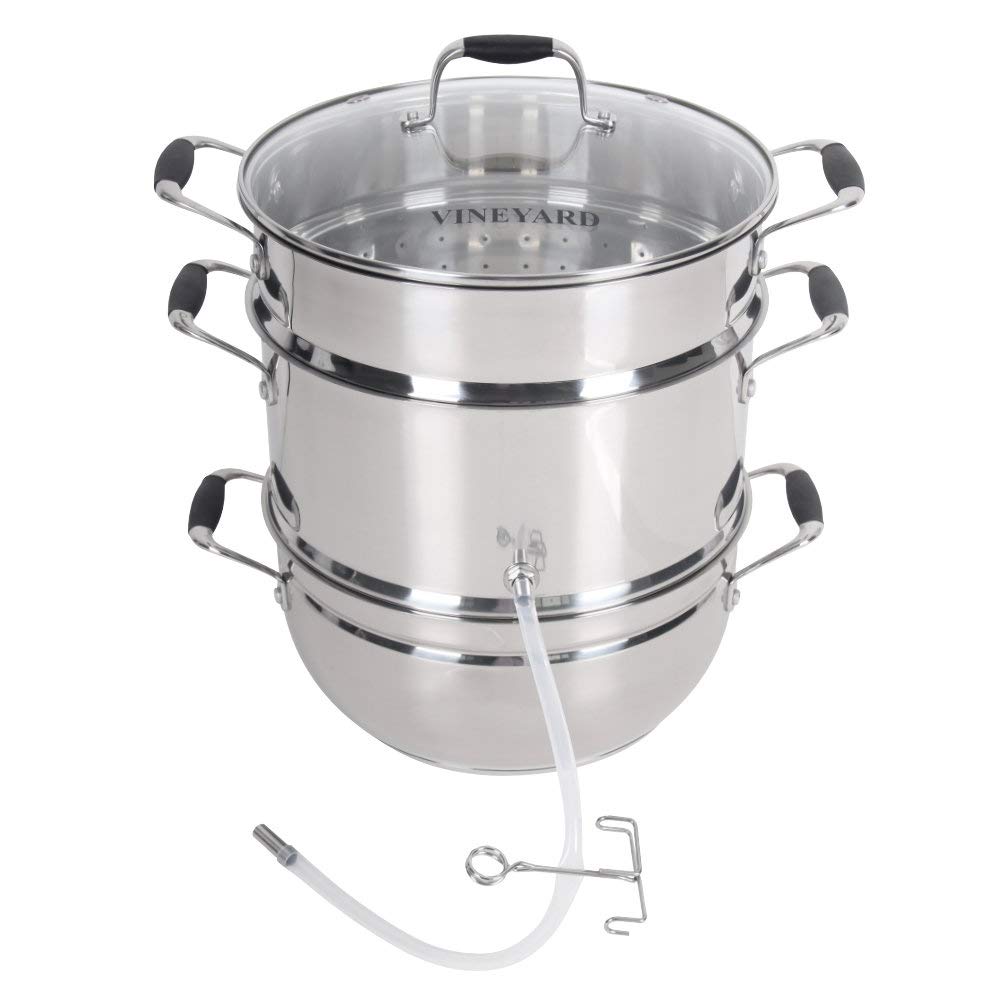 VINEYARD Deluxe Stainless Steel Steam Juicer with Tempered Glass Lid VKP1150