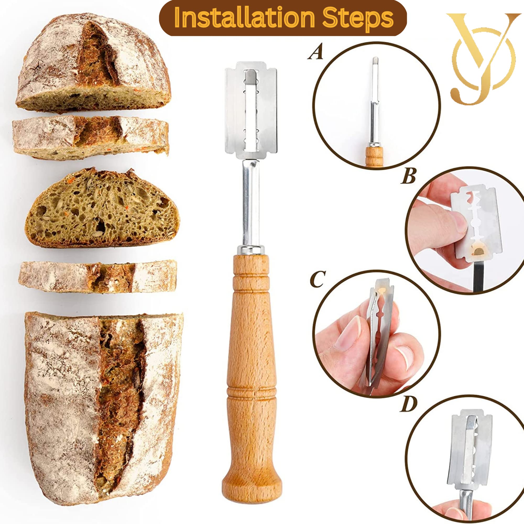YJ DESIGNS 10 Pieces Banneton Bread Proofing Basket Set of 2-10" Round & 9.6" Oval - Sourdough Bread Baking Supplies - Bread Making Tools and Supplies - Sourdough Starter Kit - Bread Proofer