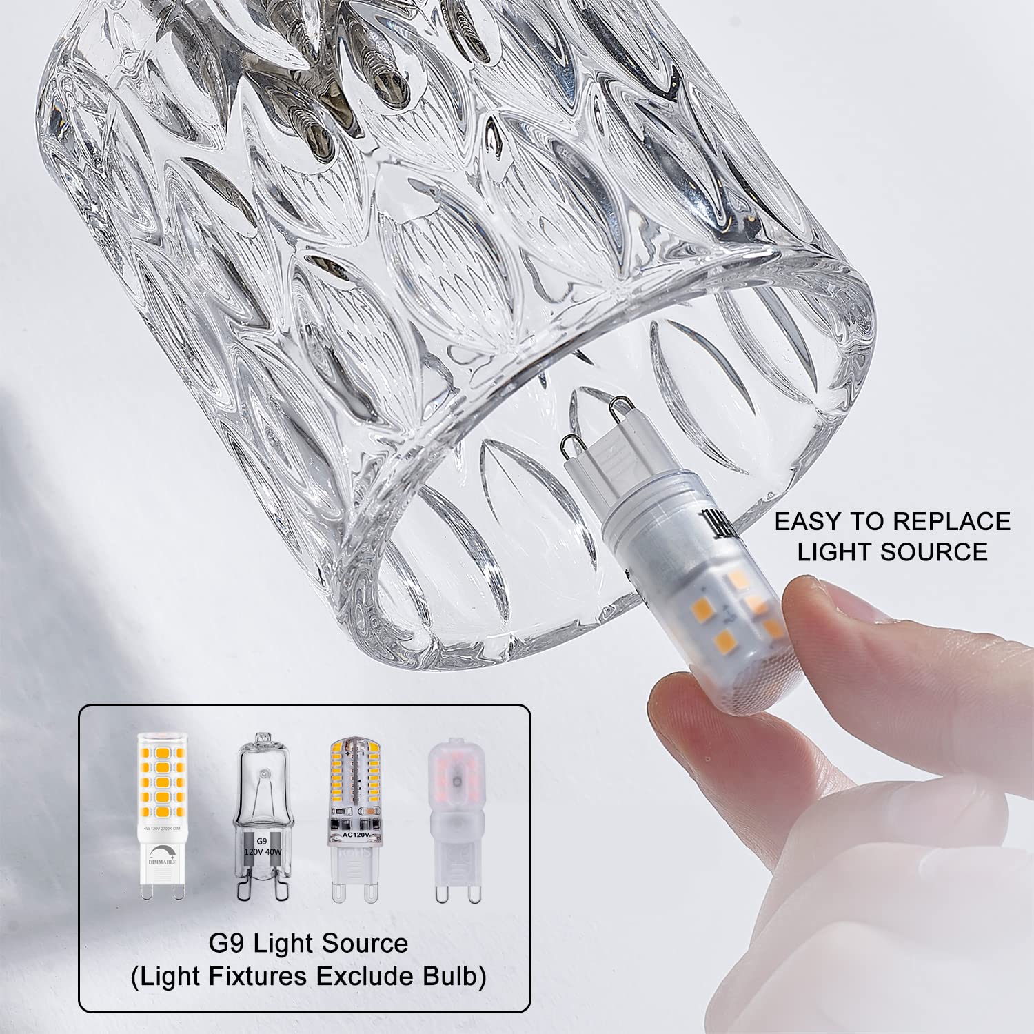 SANTOSTOCK 2 Light Bathroom Light Fixtures, Crystal Glass Vanity Lights Over Mirror, Modern Bath Wall Mounted Lights, Brushed Nickel Wall Light Fixtures(Bulb Excluded)