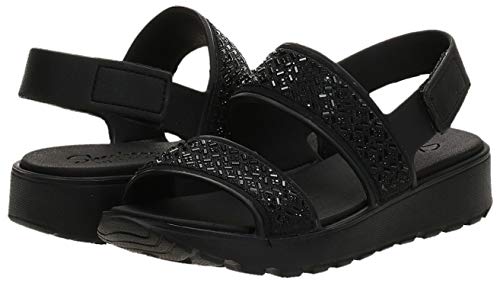Skechers Women's Foamies Footsteps-Glam Party Sandal, Black/Black, 7 M US
