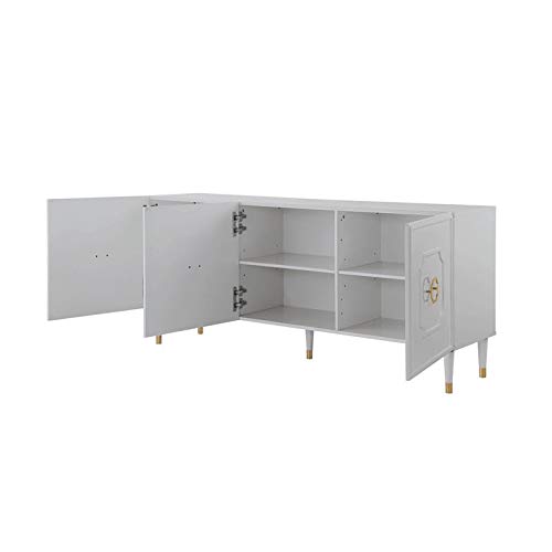 Posh Living Inspired Home Keao 3 Doors Sideboard Buffet in Light Gray