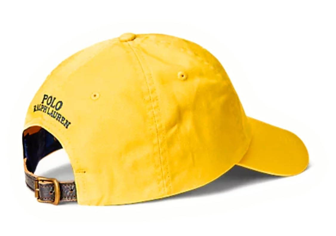 POLO RALPH LAUREN Men`s Leather Strap Embroidered Chino Baseball Cap (Black(6003)/Brown, One Size)