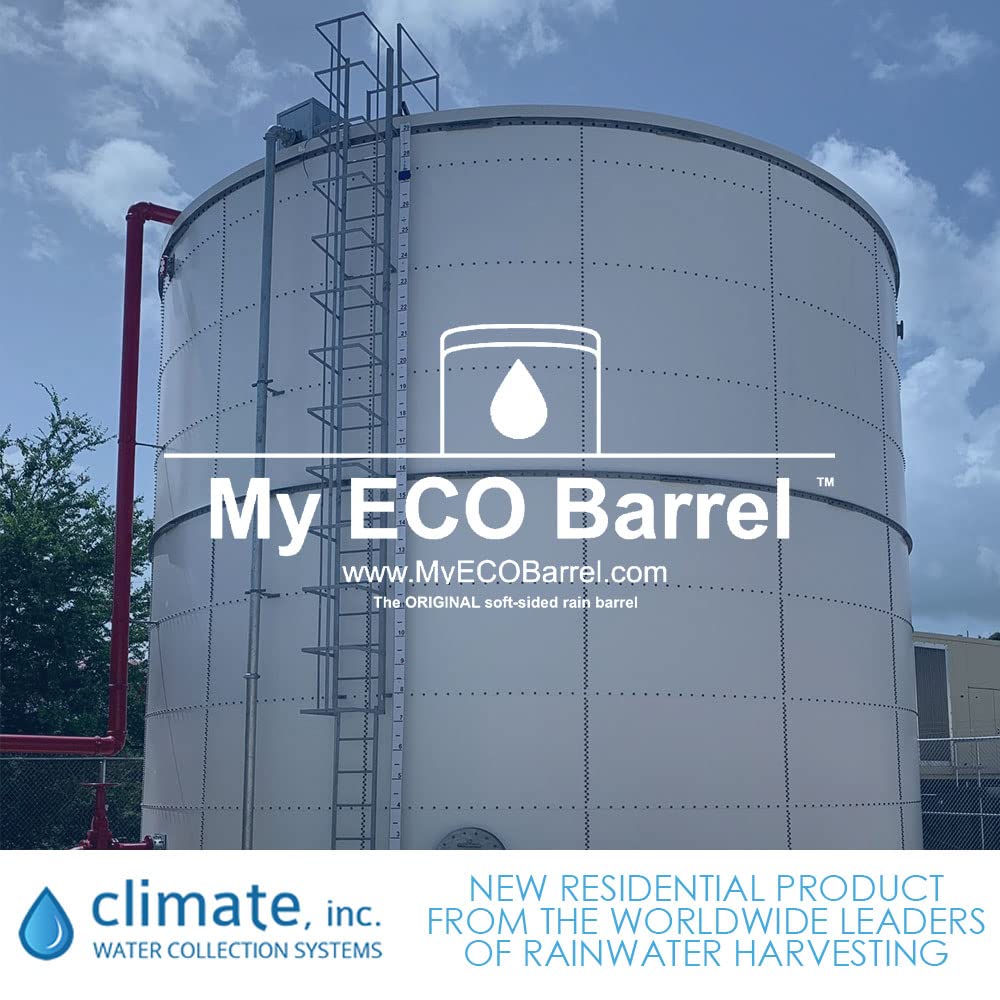 My ECO Barrel™ Rollable/Compressible 132 Gallon Rainwater Harvesting Barrel – Large Rainwater Collection System – High Frequency Welded Seams Plus 360° Zipper, Portable Water Storage Tank; BPA Free