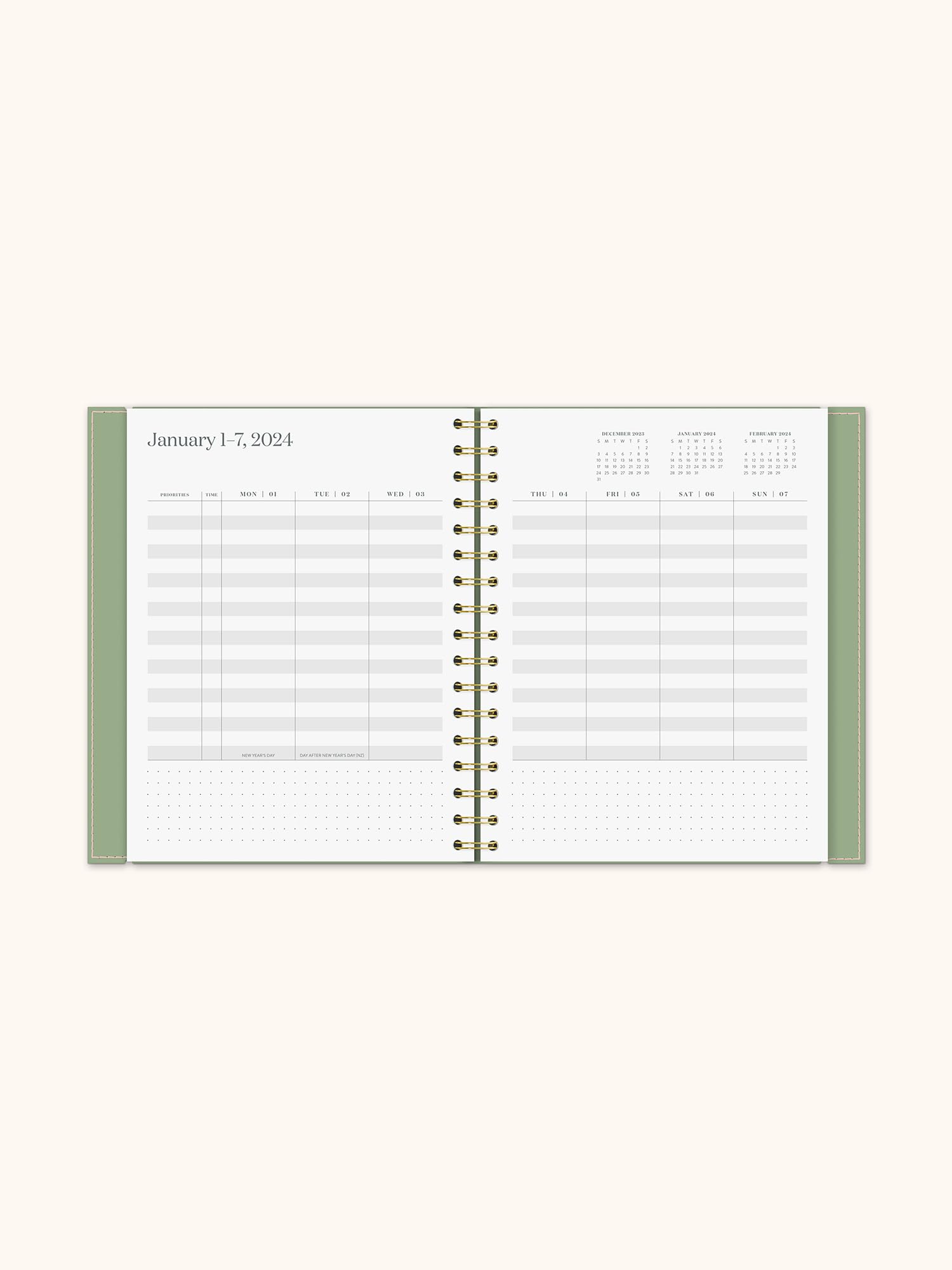 Orange Circle Studio 2024 Real-Time Planner Notebook, 12 Month Spiral Calendar Book with Monthly and Weekly Date Views, Appointment, Budget & Goal Tracker, Journal for School/Work, Golden Hour