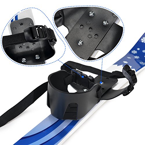 Odoland Kid's Beginner Snow Skis and Poles, Low-Resistant Ski Boards for Age 4 and Under, Lightweight, Sturdy and Safe, Blue