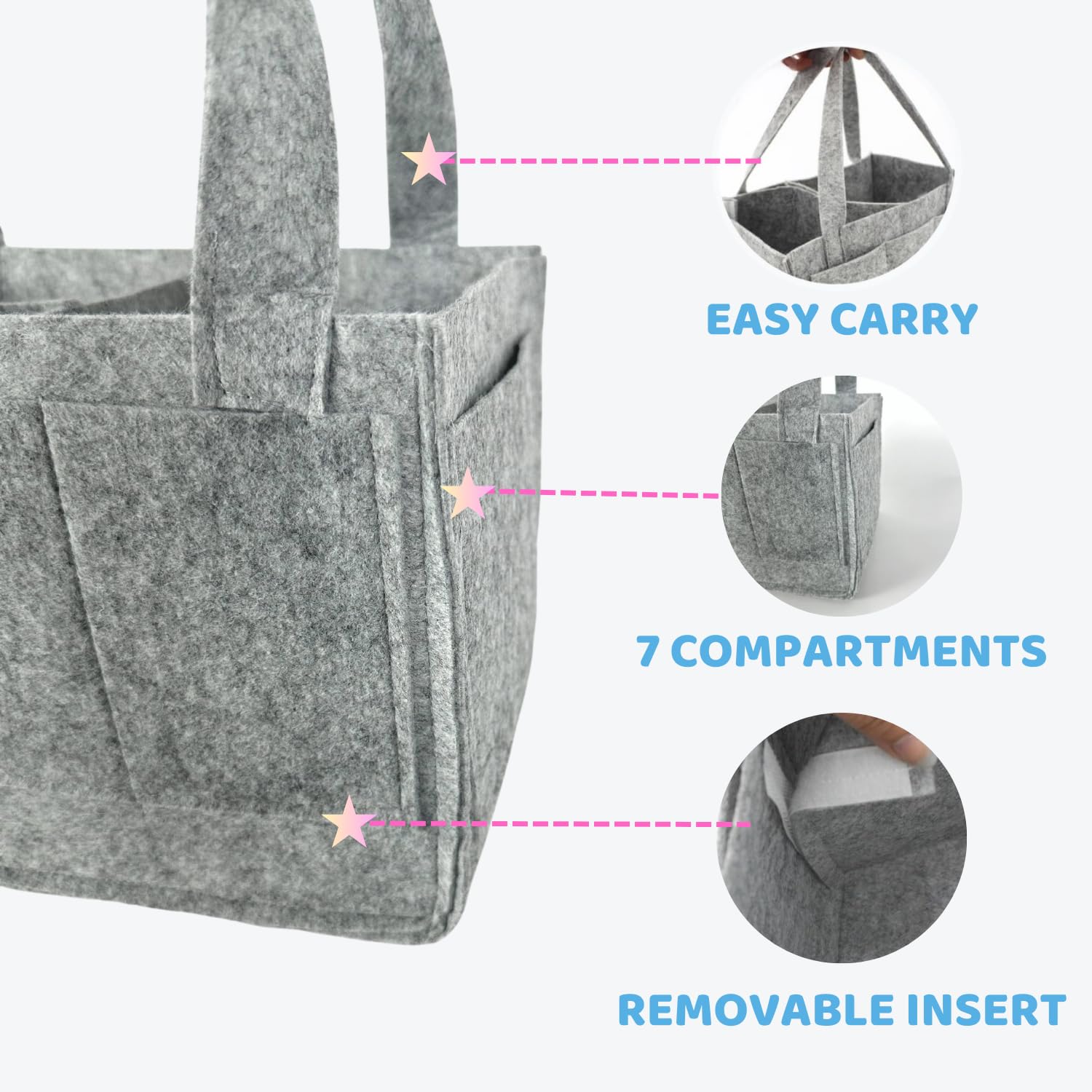SAVUK Baby Diaper Caddy Organizer Portable Newborn Shower Basket Gifts Storage Changing Wipes Bag Car Nursery Infant Boy or Girl Baby (Grey)