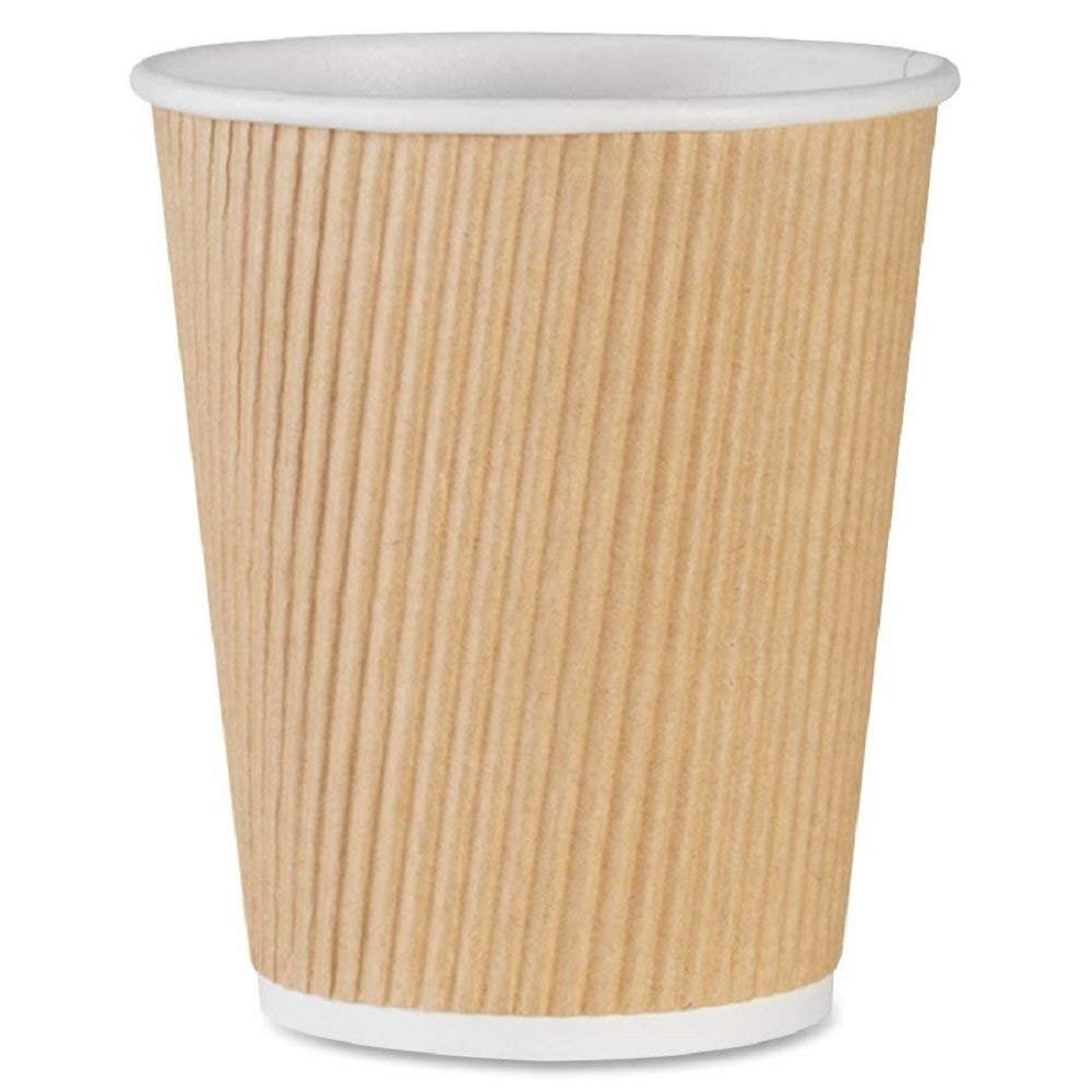 NYHI Set of 150 Ripple Insulated Kraft Paper Cups Coffee Tea Hot Cups Recyclable 3 Layer Rippled Wall For Better Insulation Perfect for Cappuccino Hot Cocoa or Iced Drinks 8 oz