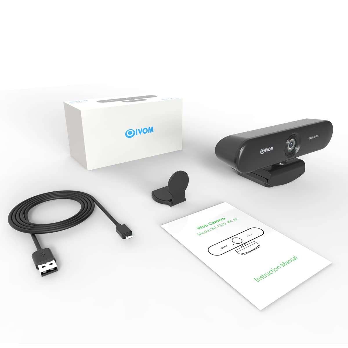 Oivom 4K Webcam with Autofocus,Video Conference Camera,Noise-Canceling Microphones,Works for Skype Teams, Laptop MAC PC Desktop (4K UHD)