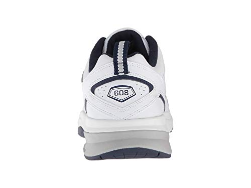 New Balance Men's 608 V5 Casual Comfort Cross Trainer, White/Navy, 12
