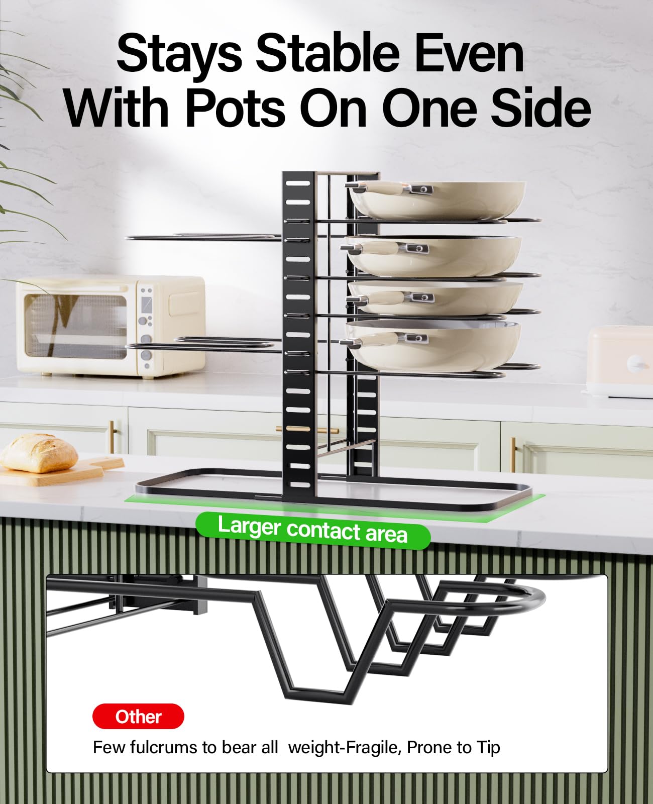 ORDORA Pots and Pans Organizer, 8 Tier with 3 DIY Methods