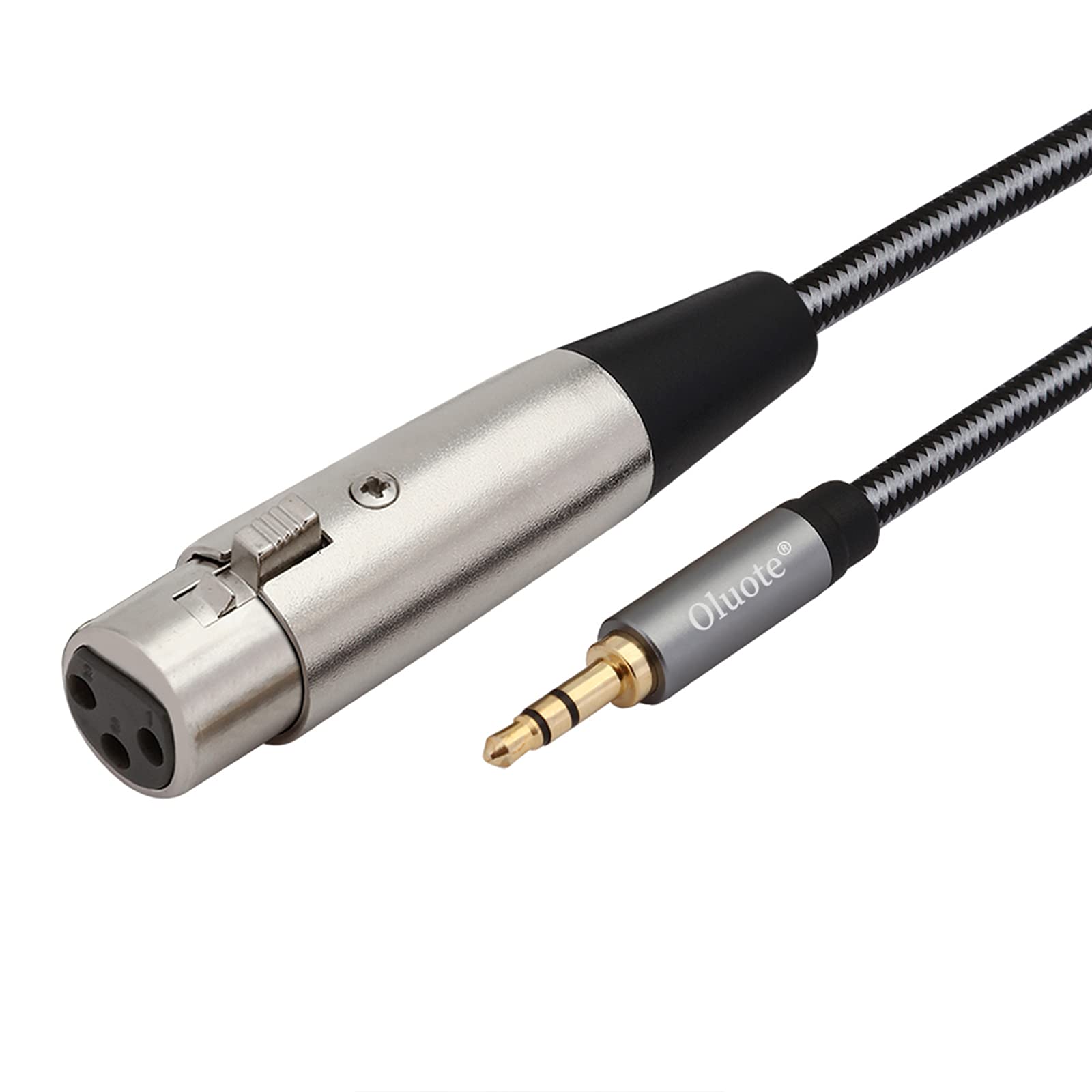 Oluote 3 Pin XLR Female to TRS 3.5mm (1/8") Male Microphone Cable, MIC Audio Interconnect Cable for Studio Sound Consoles Jack Lead Balanced Signal Interconnect Cable(4.9FT)