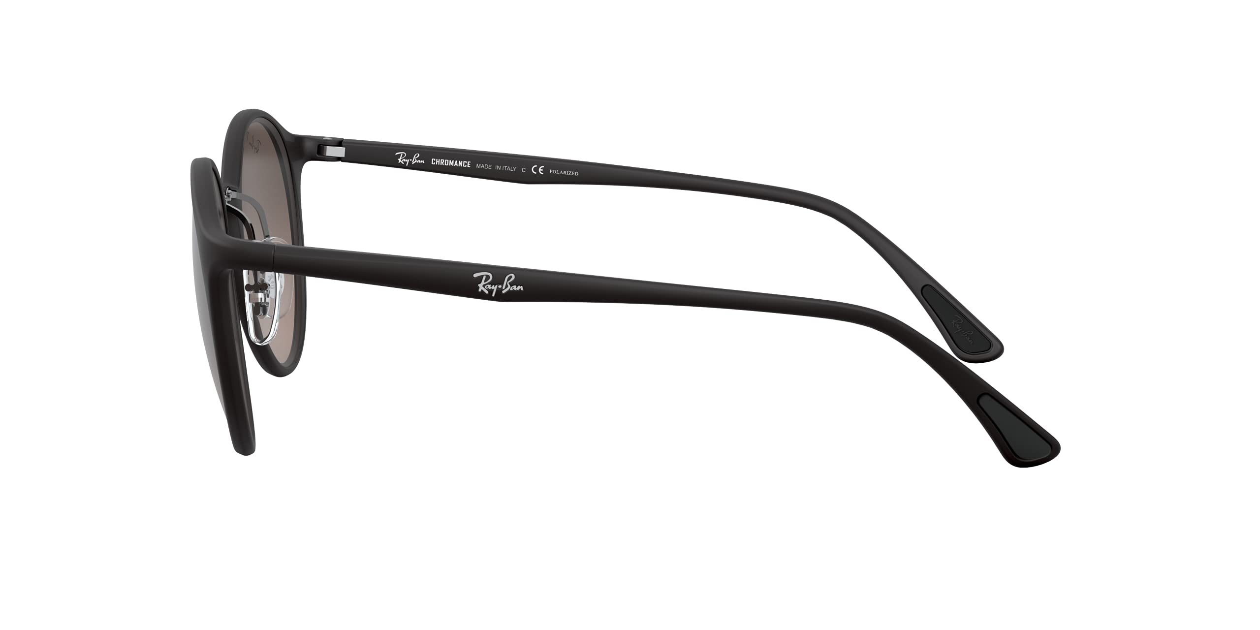 Ray-Ban Rb4336ch Chromance Round Sunglasses, Matte Black/Polarized Grey Mirrored Silver, 50 mm