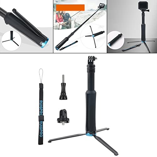 Ronyme Portable Selfie Stick Tripod Stand Extension Pole for Action Cameras - with Long Screw