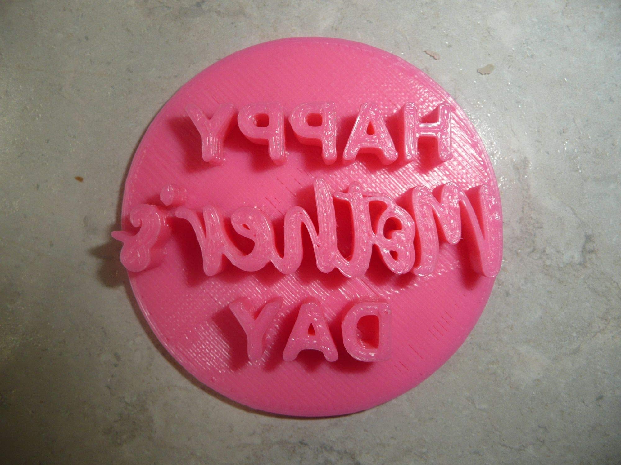 YNGLLC HAPPY MOTHERS DAY WORDS BLOCK SCRIPT FONT MOM MOMMY MAMA COOKIE STAMP EMBOSSER BAKING TOOL 3D PRINTED MADE IN USA PR4195, Pink
