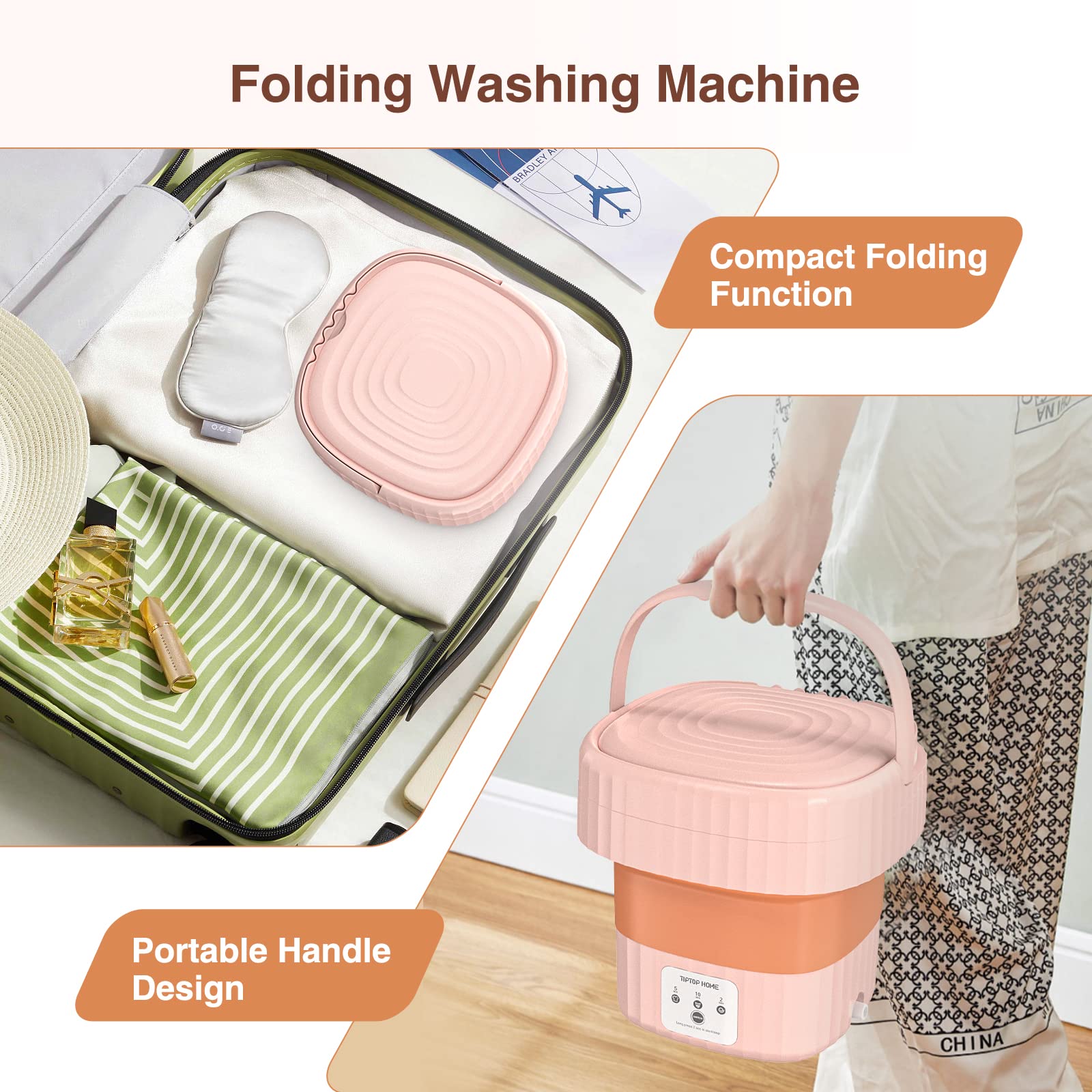 Portable Washing Machine, Mini Washing Machine Foldable Laundry Bucket,Portable Small Washer by for Socks Underwear or Small Items, Travel Business Trip or College Rooms
