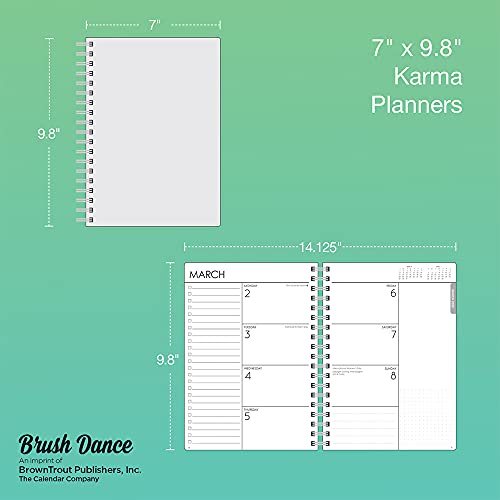 Mindful Living 2022 6.9 x 9.8 Inch Weekly Karma Planner by Brush Dance | Thicker and Bigger than Average Planner | Art Quotes Photography Inspiration