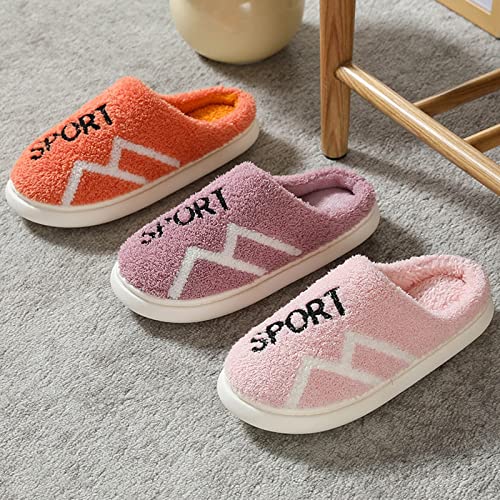 Womens Slippers Winter Warm House Shoes Furry Fuzzy Comfortable,Unisex Orange
