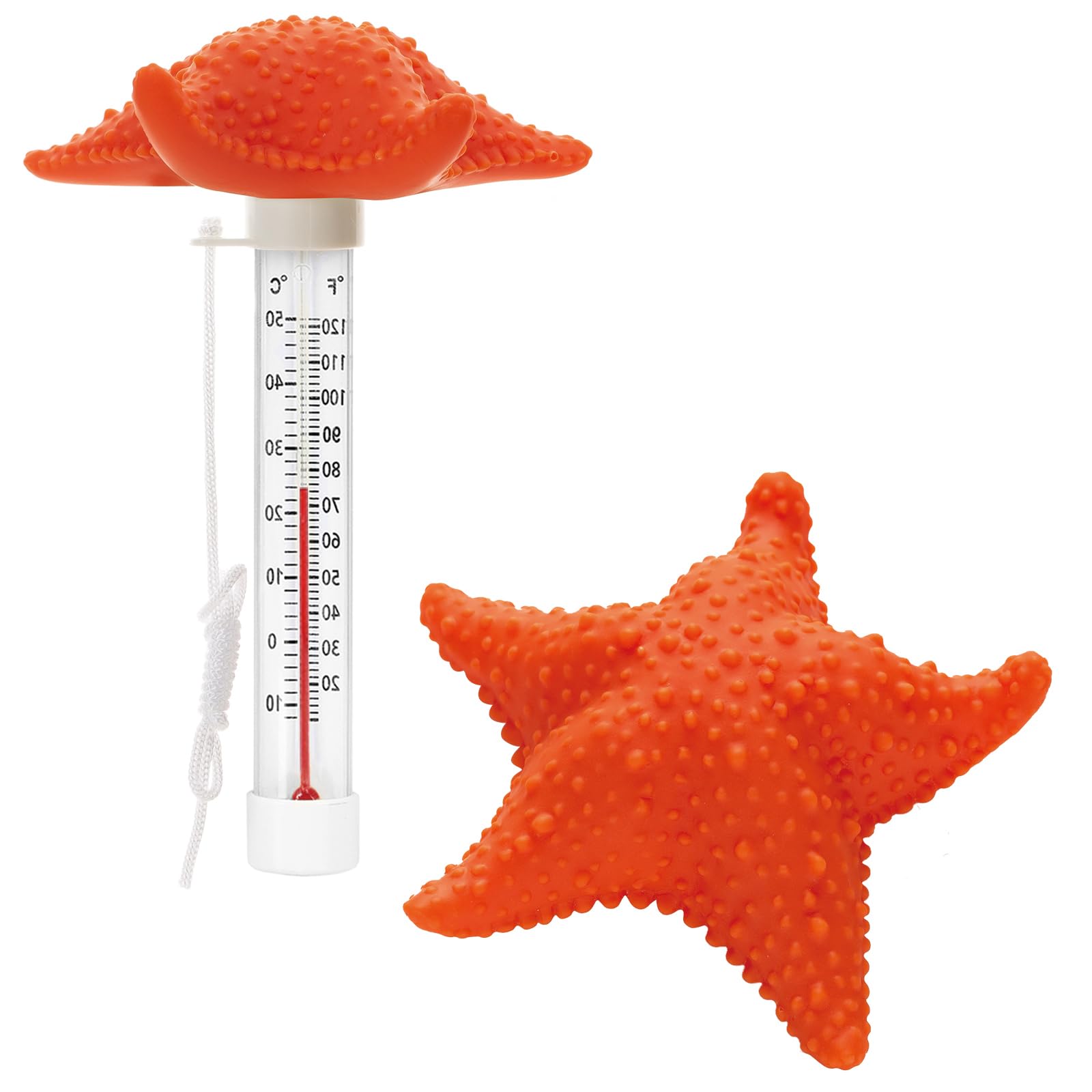 XY-WQ Floating Pool Thermometer, Large Size Easy Read for Water Temperature with String - Swimming Pools, Spas, Hot Tubs, Ponds (Starfish05)