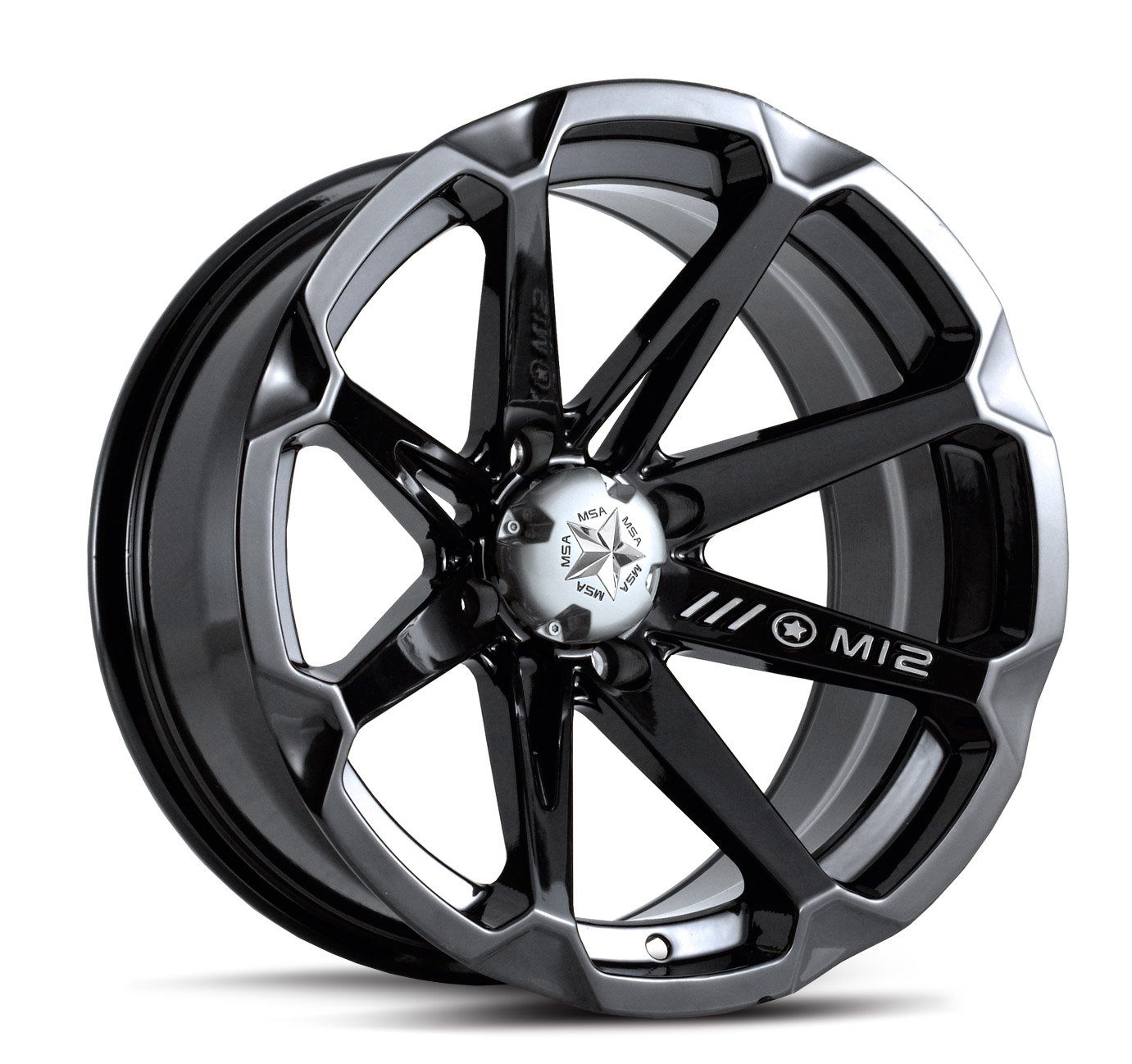MotoSport Alloys M12 Diesel Gloss Black ATV Wheel UTV Wheel (14x7"/4x137)