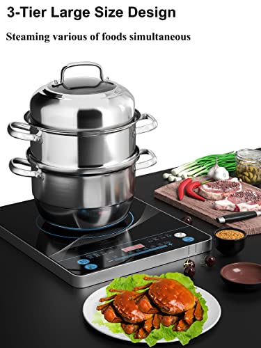 VENTION Large Steamer for Cooking, 3 Tier Steamer Pot, 13 2/5 Inch Stainless Steel Steamer, Steam Pots for Cooking