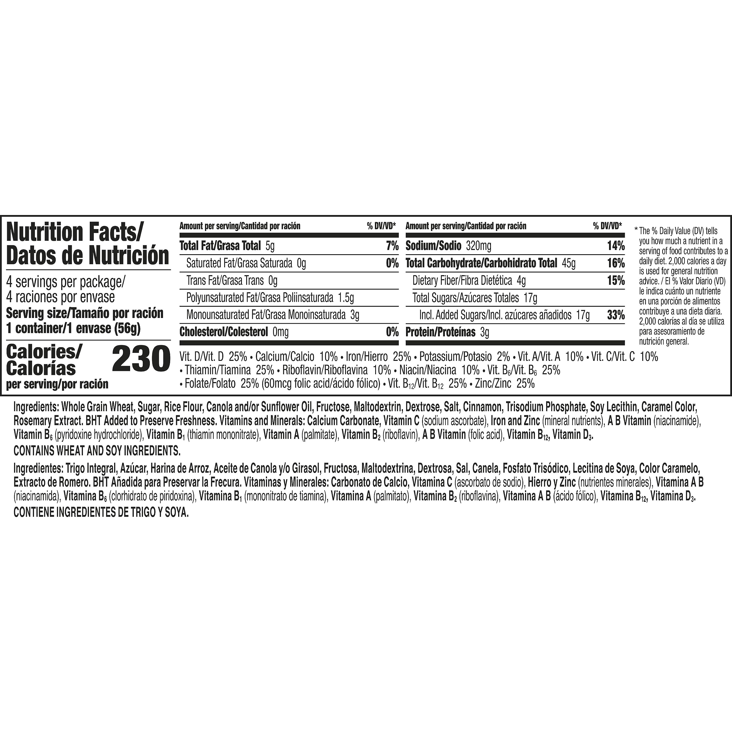 Original Cinnamon Toast Crunch Breakfast Cereal, 4 Pack 8 OZ Cereal Cup