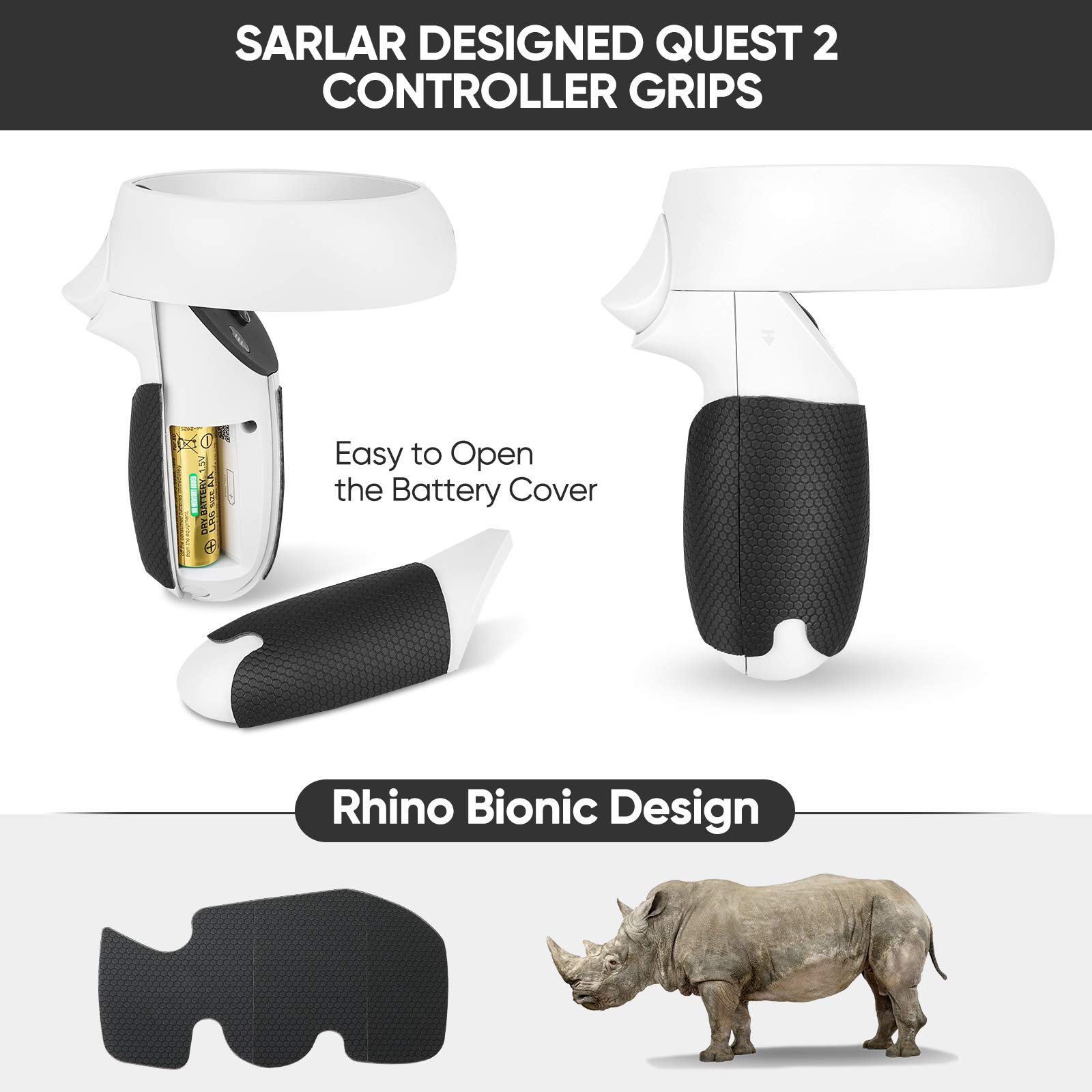 SARLAR Oculus Quest 2 Touch Controller Silicone Grips Cover Skin, with Thumb Grip Caps Protective Accessories Anti-Slip Dust Proof