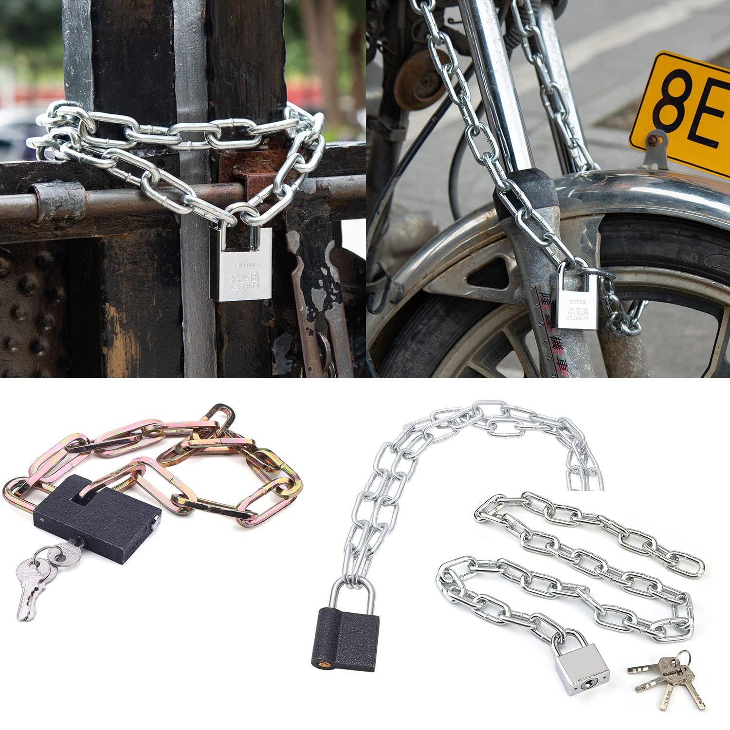 MroMax Chain Lock, 1000mm/39.37" Long, 6mm/0.24" Diameter Buckle Large Lock 1pcs