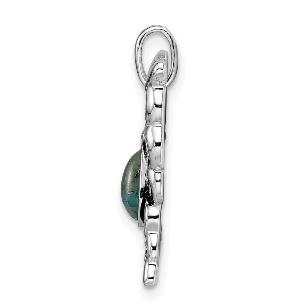 Sterling Silver Rhodium/Oxidized Reconstituted Turquoise Butterfly Pendant QQP5013