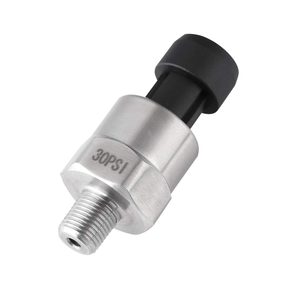 Pressure Transducer Sender Sensor, 30 100 150 200 300 500 psi 1/8NPT Thread Stainless Steel Compatible with Oil Fuel Air Water (100 psi)