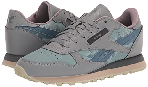 Reebok Boy's Classic Leather Sneaker, Jurassic World/Grey/Teal Fog/Brave Blue, 3.5 Big Kid