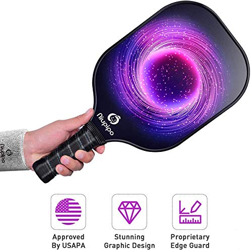 niupipo Pickleball Paddle, USAPA Approved Pickleball Paddle with Fiberglass Surface, Protective Cover, Ultra Cushion, Polypropylene Honeycomb Core, 4.5-Inch Grip, 8.2 Ounces, Purple