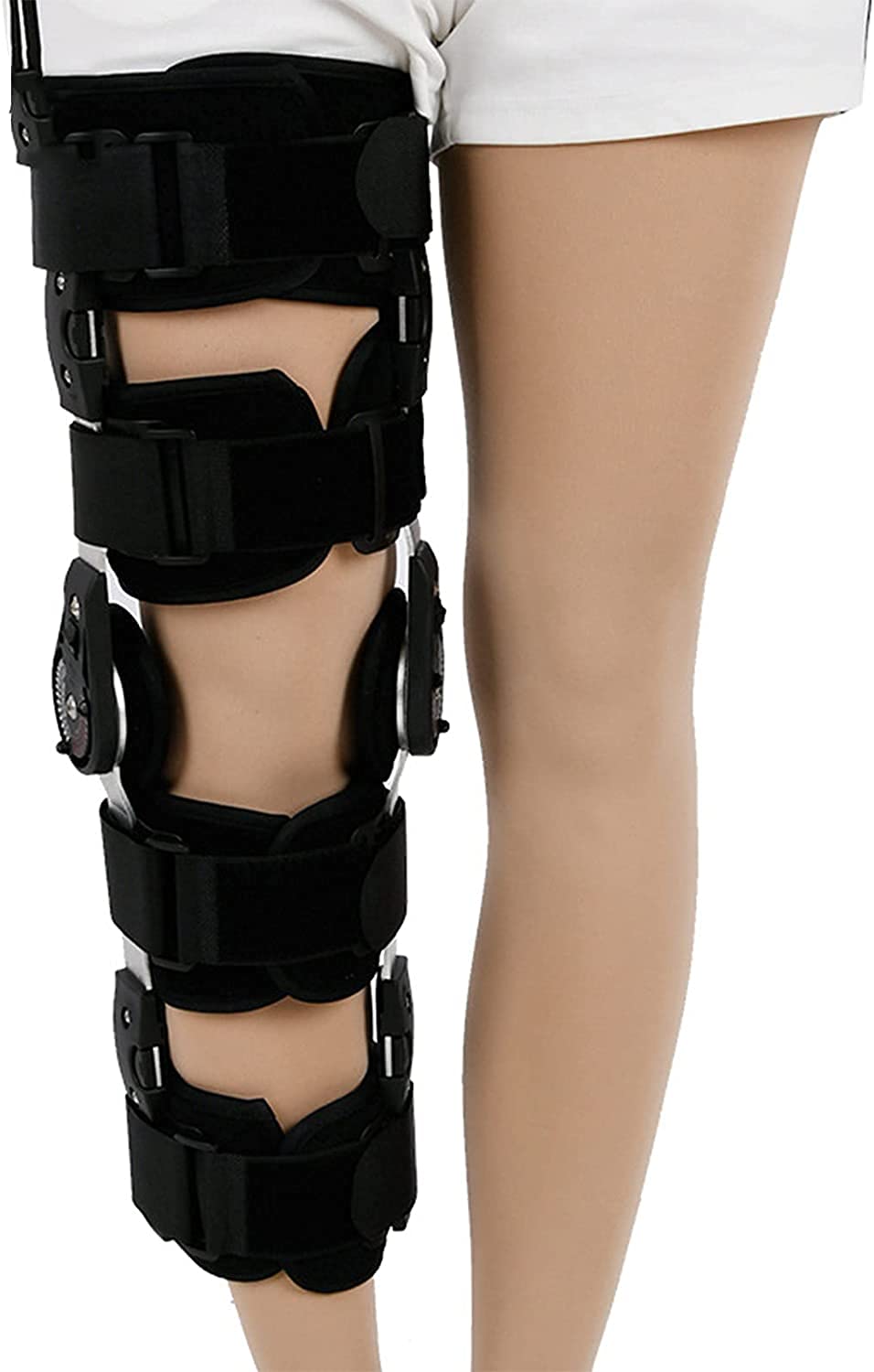TSUSF Hinged Adjustable Knee ROM Brace Support Injury Orthosis Stabilizer One Size Fits Most Adjustable Recovery Support For Orthoped