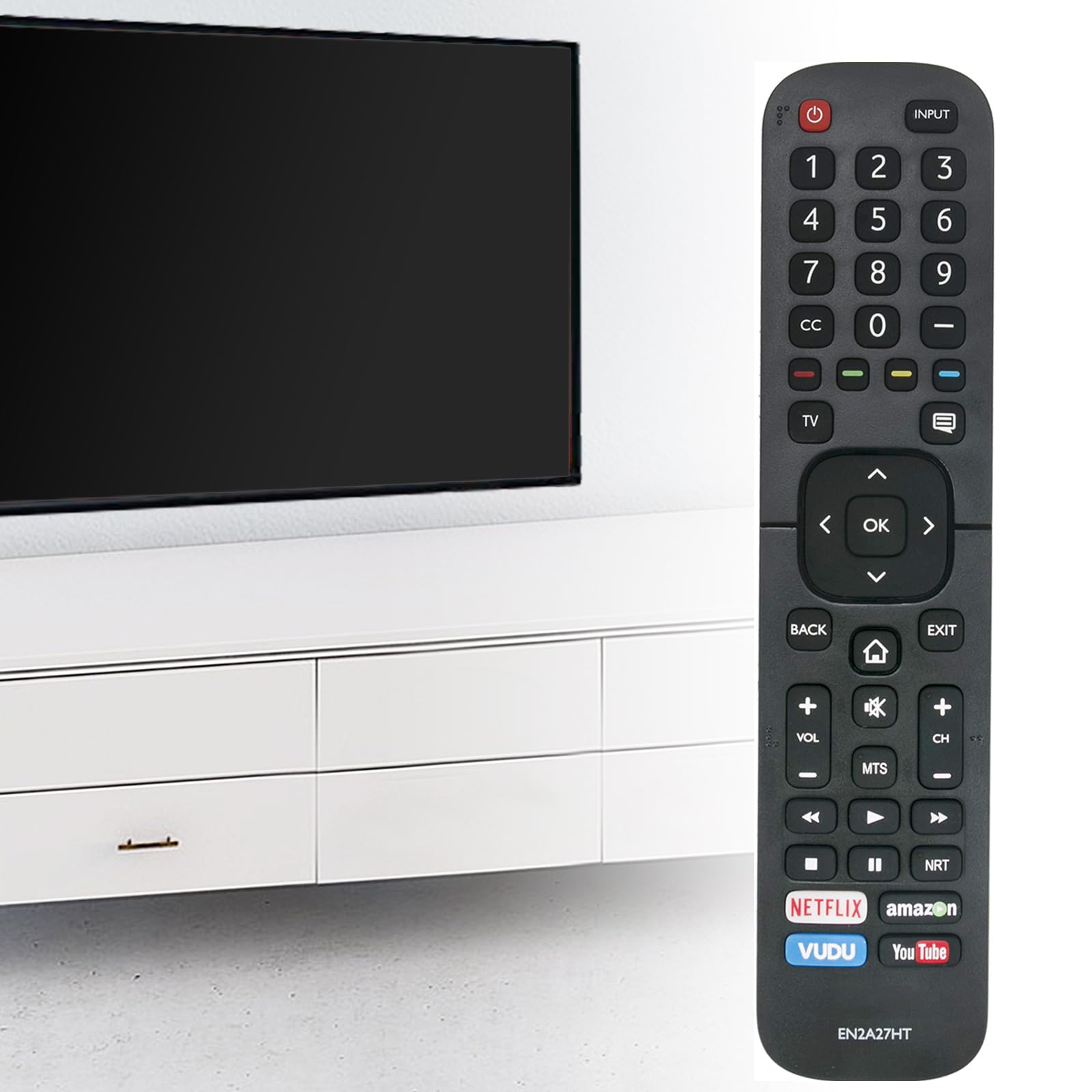 New EN2A27HT Replace Remote fit for HISENSE SMART TV 32H5D 39H5D 40H5D 43H5D 43H6D 50H5D 55H5D 50H6D 55H6D 60DU6070 65H6D 50DU6070 55DU6070 H5 series H6 series 4K UHD HDR Smart TV 2017 MODEL
