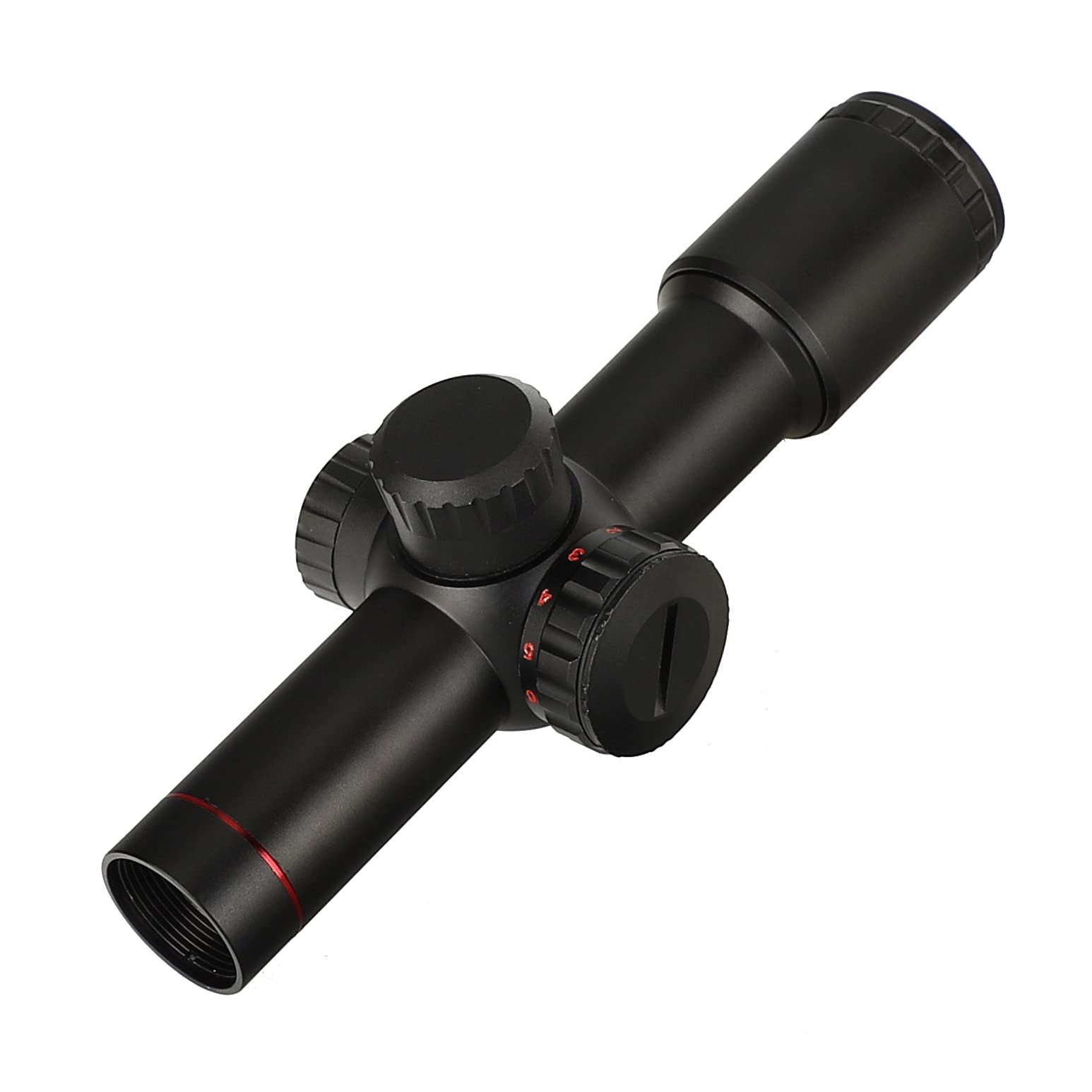 ohhunt 4.5x20E Compact Hunting Rifle Scope Red Illuminated Glass Etched Reticle Riflescope with Flip-Open Lens Caps and Rings