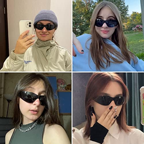 YAMEIZE Rimless Y2K Wrap Around Sunglasses for Women Men Oversized Fashion Shield Frameless Sun Glasses