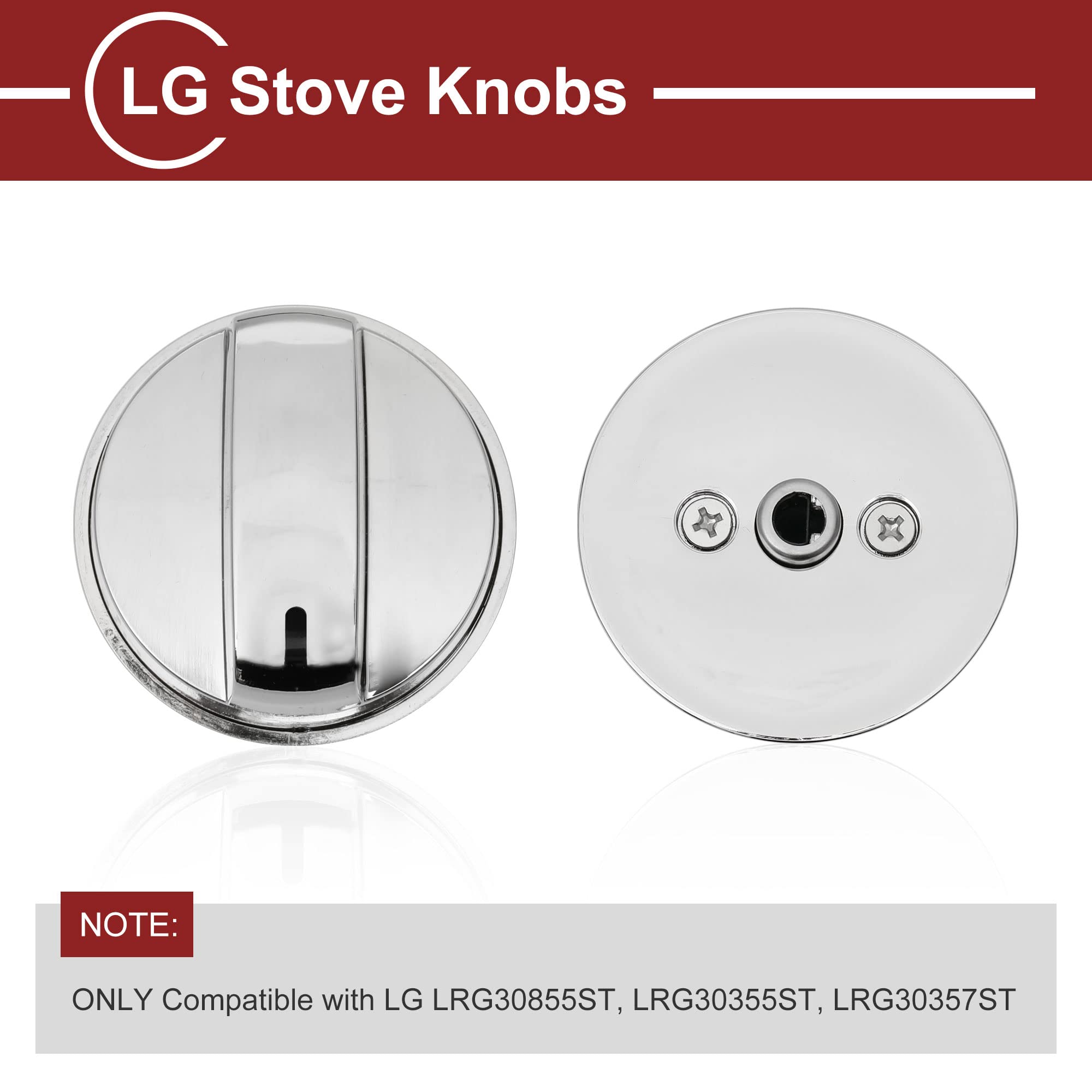 Upgrade W10594481 Stove Knobs Replacement 5Pcs Stainless Steel Cooker Stove Control Knob Fitable Whirlpool Gas Range Cooktop Knobs Replaces WPW10594481 WPW10646805 W10698166