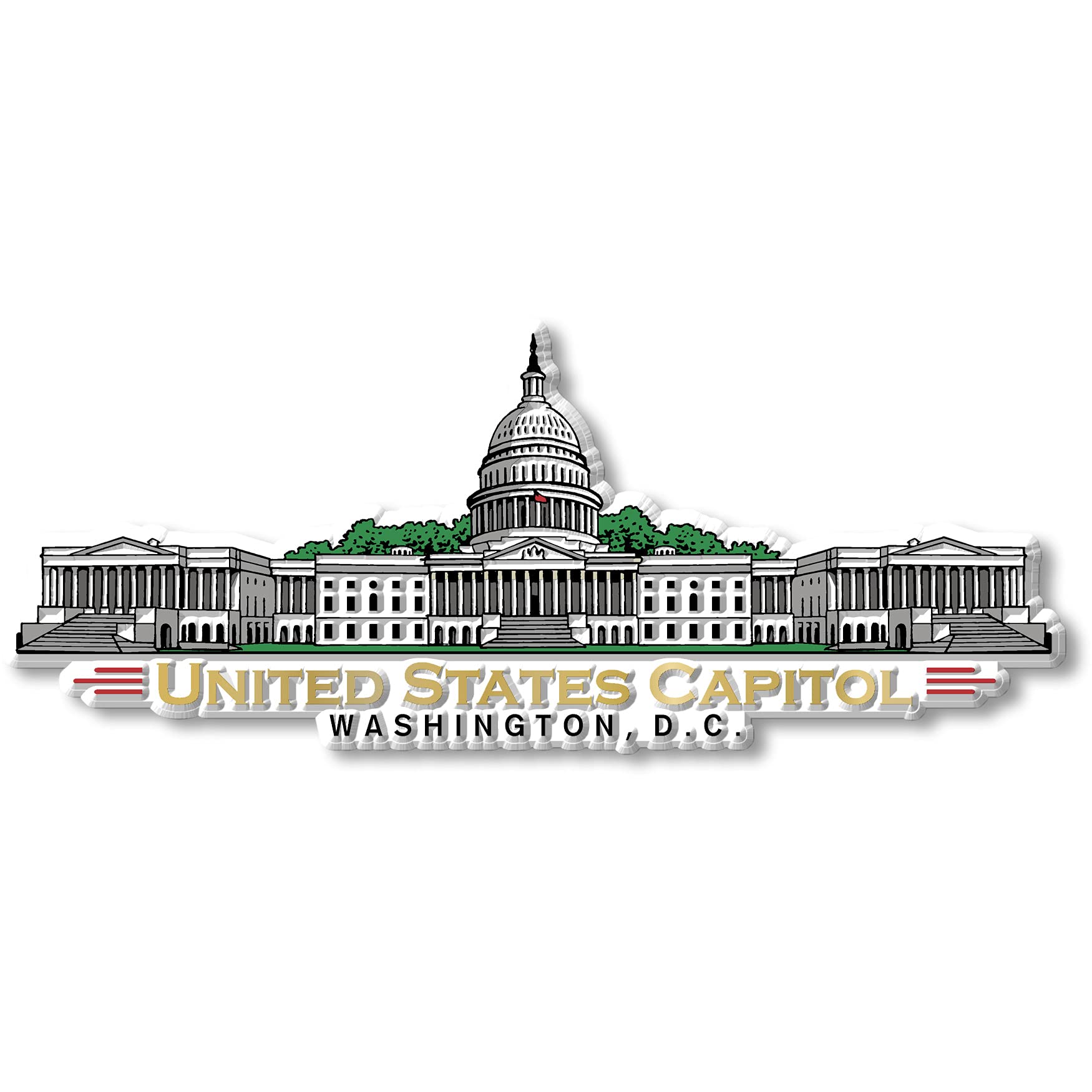 Washington DC Monument Magnet Set of 6 by Classic Magnets, Collectible Souvenirs Made in The USA