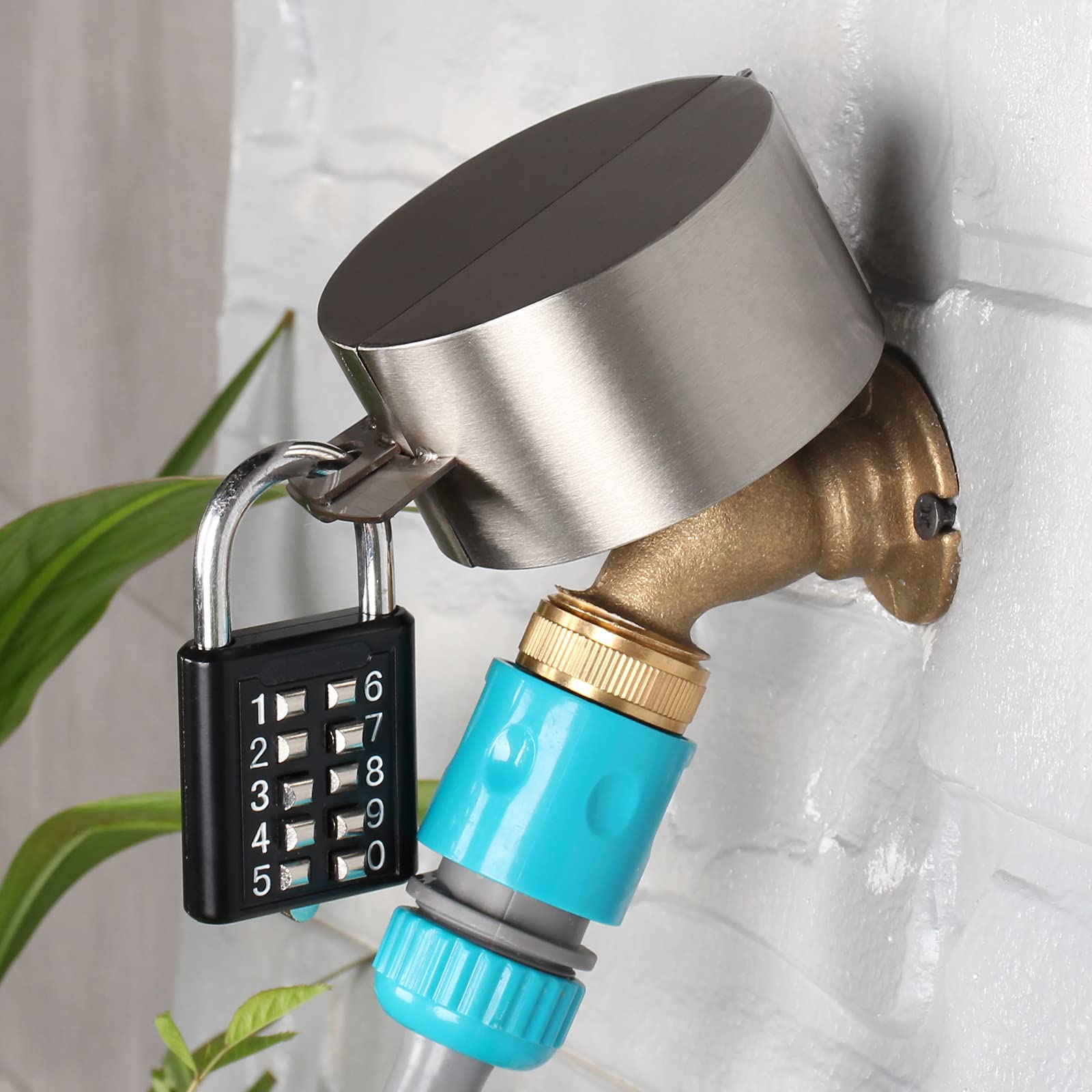 Outdoor Faucet Lock System -Gate Valve LockoutDevice -Stainless Steel Prevent Water Theft by Cover and Code Lock,Stop Unauthorized Water use and Vandalism,Faucet Protection Cover (Password Lock)