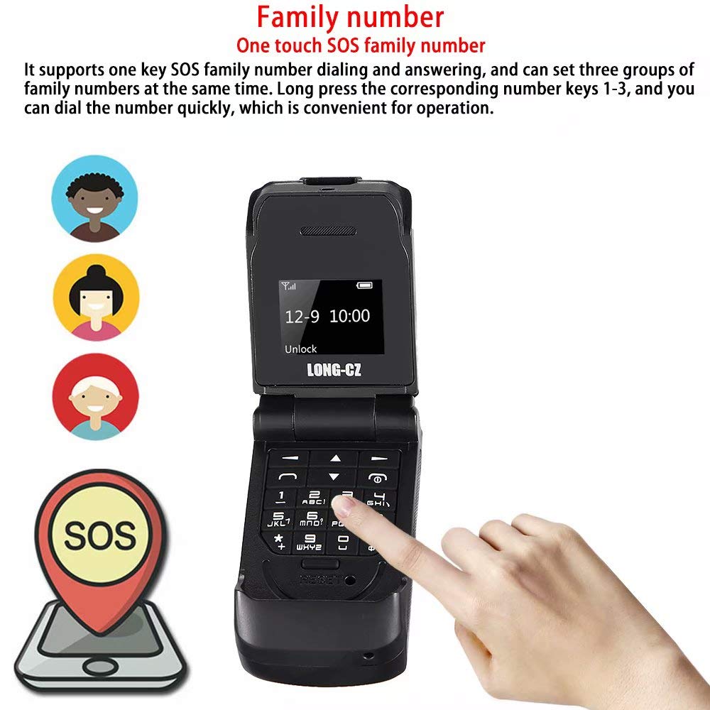 Paddsun Unlocked Cellphone J9 Black World Mini Smallest Flip Mobile Phone Finger Size