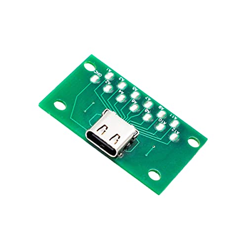 WLGQ USB3.1 Type-C Test Female Header, Test Board USB-C PCB Board Adapter, with Fixing Holes, Soldering Point Distance 4mm,A Pack of 5pcs