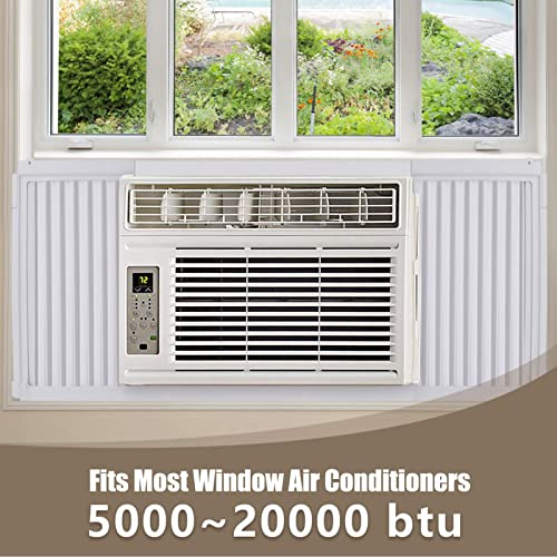 Window Air Conditioner Side Panels with Frame, AC Insulation Side Panels Curtain Kit, Room AC Accordion Filler Curtain Kit Replacement, Adjustable Insulation AC Side Panel Include Frames