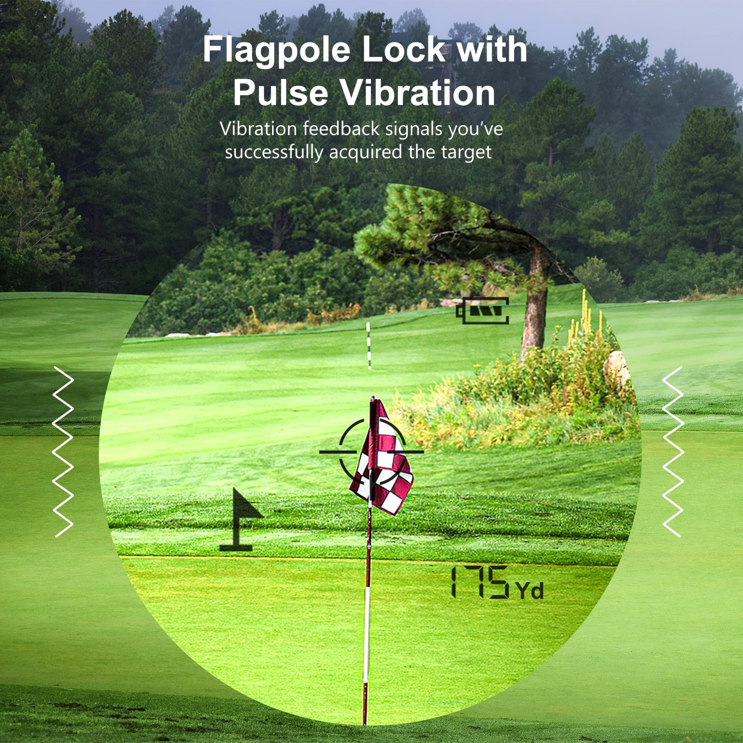 PEAKPULSE Golf Rangefinder 650 Yards Range Finder Golfing Laser Distance Measurement 6X Magnification 0.5 Yard Accuracy Flag Pole Locking Vibration Fast Focus System Tournament Legal