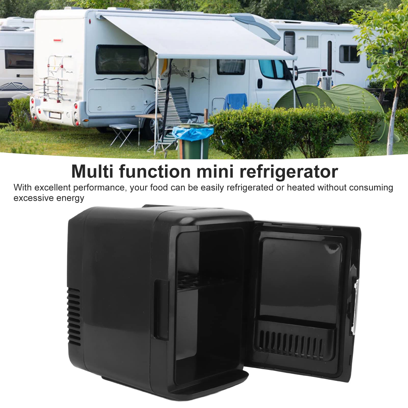 Mini Fridge, 4L 6 Can Cooler & Warmer Portable Compact Refrigerator for Food, Drinks, Skincare, Small Freezer Energy Saving for Bedroom Office Dorm Car Travel (US Plug)