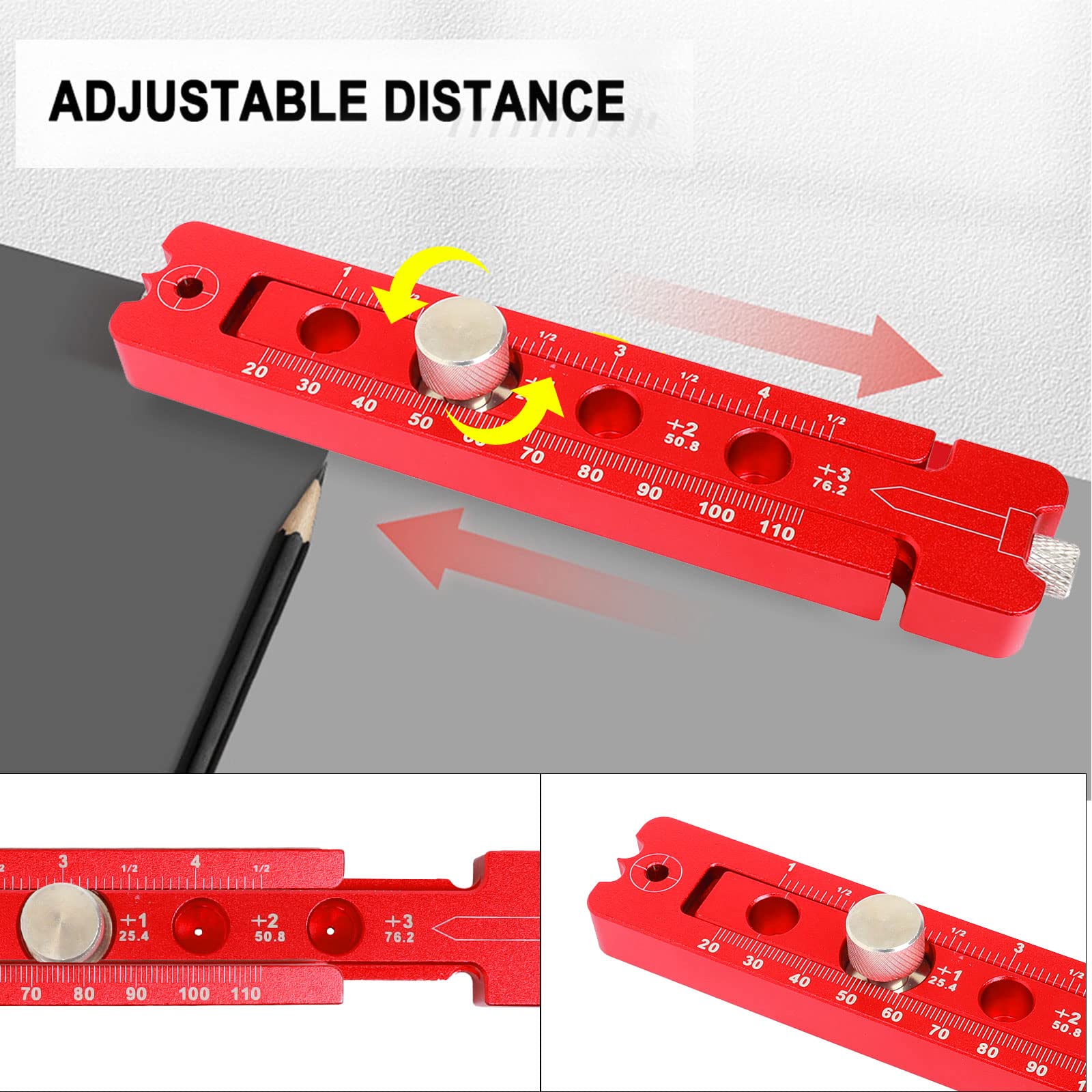 Woodworking Circular Drawing Tool, Aluminum Alloy Wood Scriber Tool Compass Scriber Adjustable Arc Drawing Ruler Gauge Metric and Inch Dual-Scale Fixed-Point Marking Carpenter Tool