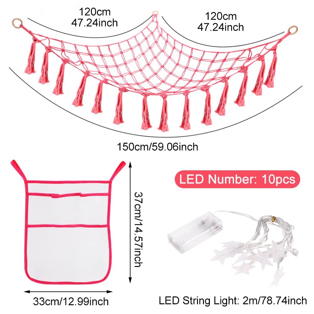 YHZNW 11pcs Toy Net Hammock Set, Plush Toy Hanging Storage Net Organizer, Stuffed Animal Toy Storage Hammock Nets Display Corner Holder for Nursery Playroom Bedroom Kids Room Storage