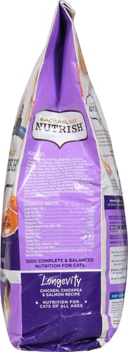 Rachael Ray Nutrish Longevity Premium Natural Dry Cat Food, Chicken with Chickpeas & Salmon Recipe, 3 Pounds