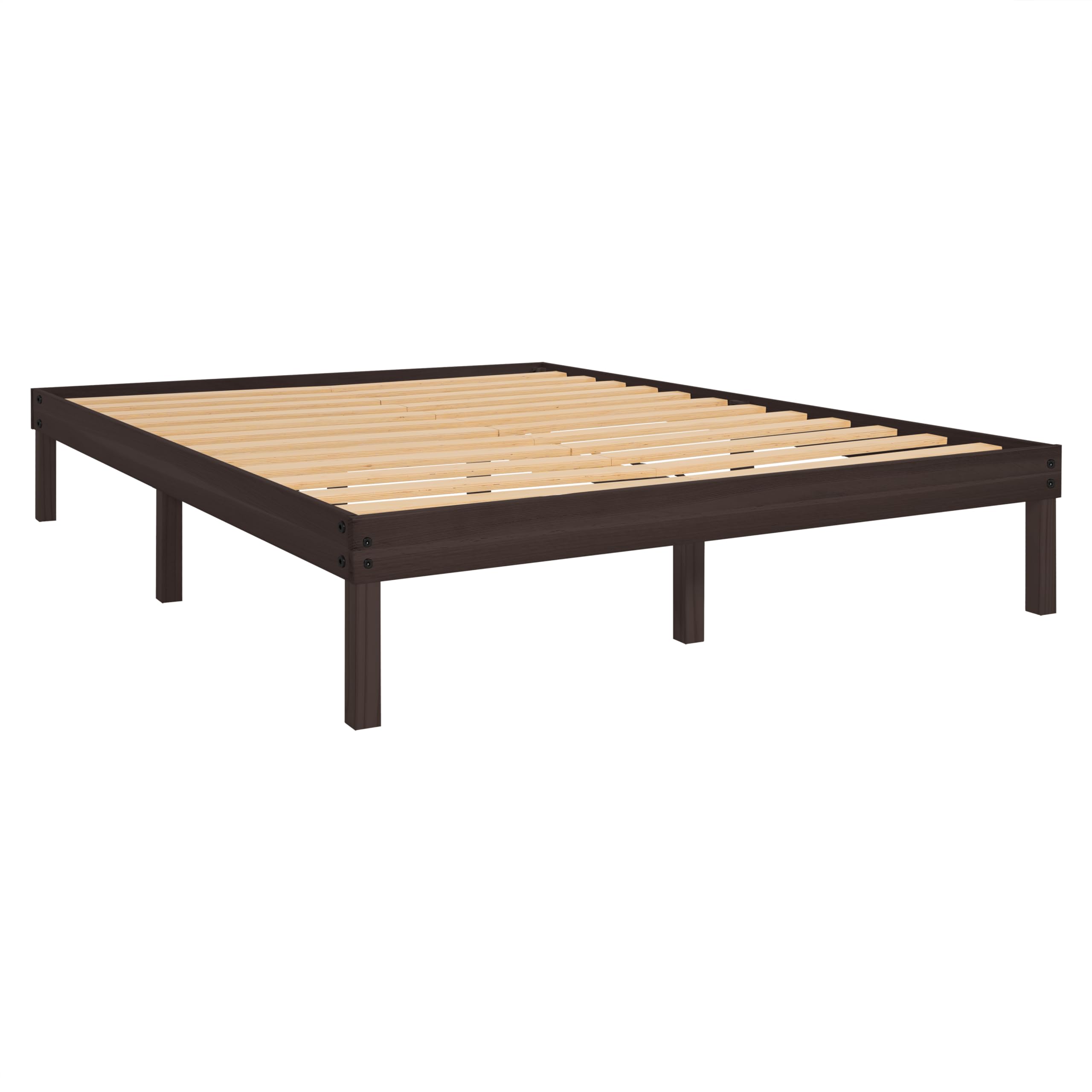 Naomi Home Lucia 14 Inch Solid Wood Platform Bed Twin XL Bed Frame, Pine Wood Twin XL Platform Bed Frame, No Squeak Bed Frame, Bed Frame Twin XL Size, No Box Spring Needed, Sturdy Bed Frame - Espresso