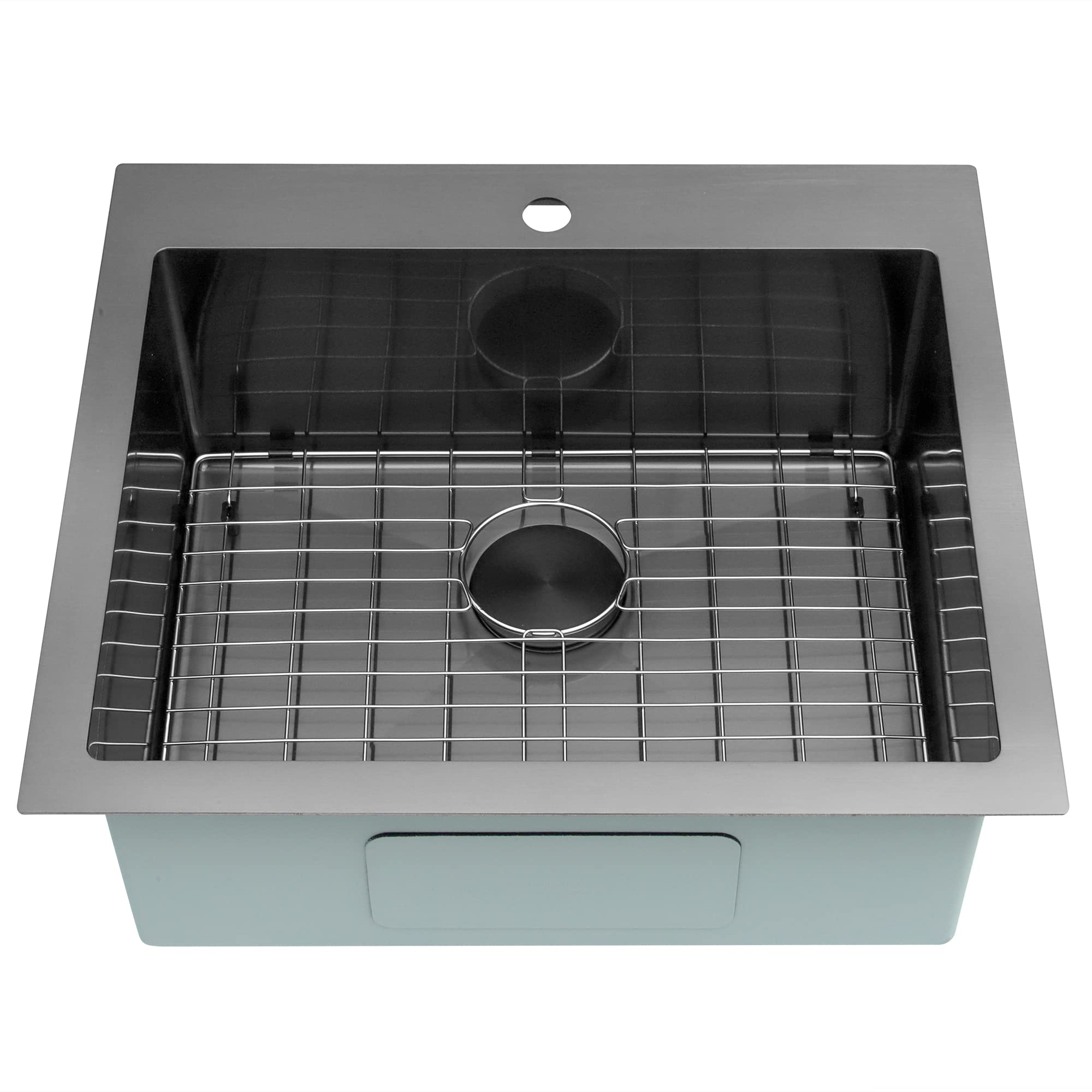 Zeesink Black Kitchen Sink 25" X 22",Single Bowl Kitchen Sink,Drop In Utility Sink,Top Mount Bar Sink,Stainless Steel Kitchen Sink