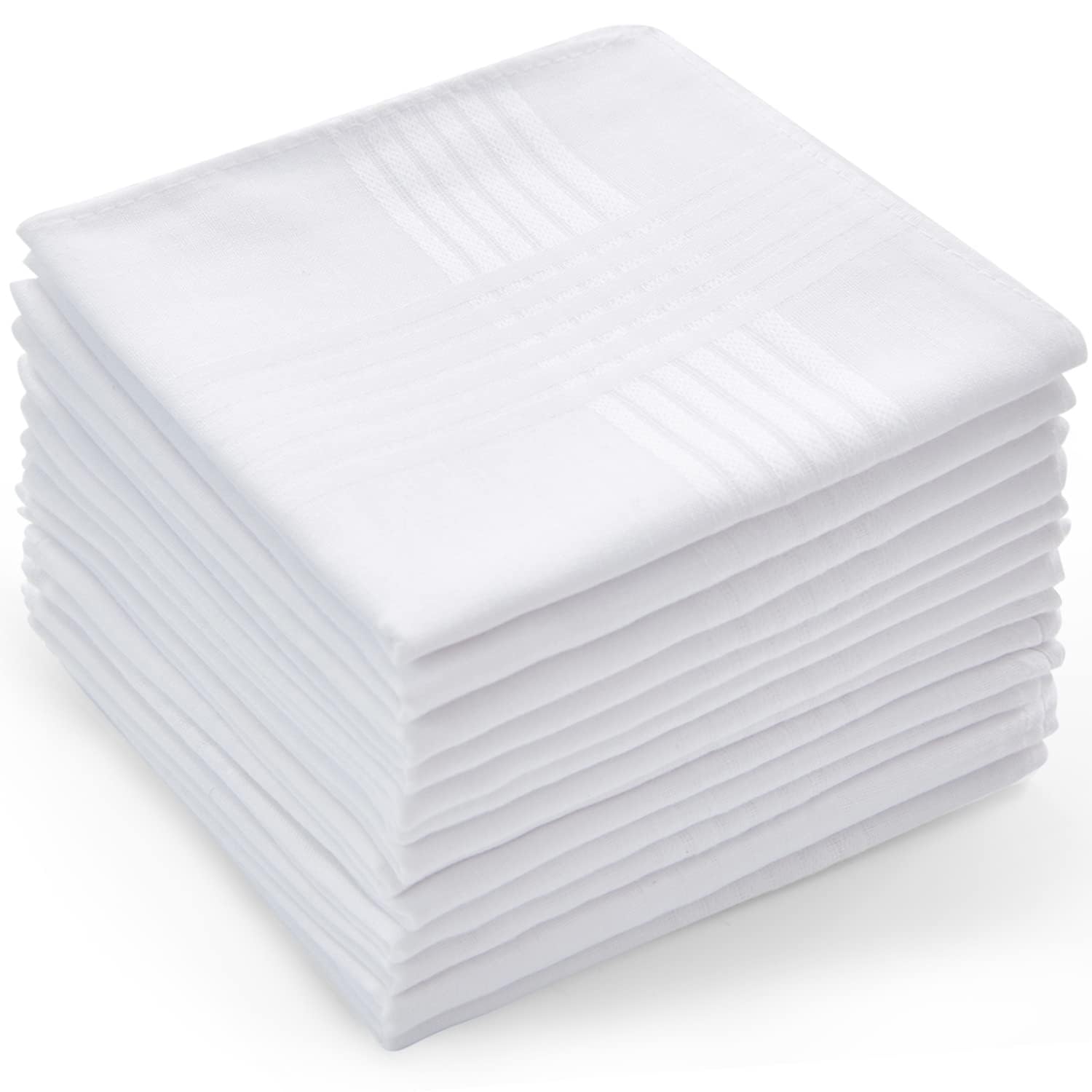 Ohuhu Handkerchiefs for Men, 13 Pack 100% Soft Cotton Hankerchief Cotton Machine Wash White Pocket Square for Suit - 16'' x 16'' Mens Handkerchiefs Hankies